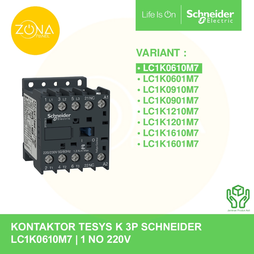 Jual KONTAKTOR CONTACTOR SCHNEIDER TESYS K 3P 6A 2.2KW 1NO 220V ...
