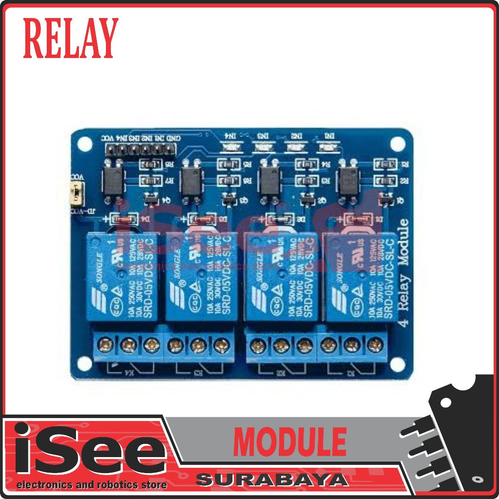 Jual 12V 4 Channel Relay Module Blue PCB relay 12 V 4Channel | Shopee ...