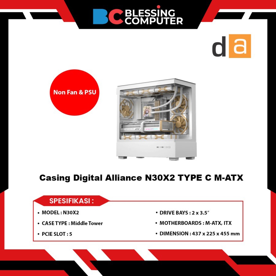 Jual Casing Digital Alliance N30X2 TYPE C M-ATX - White | Shopee Indonesia