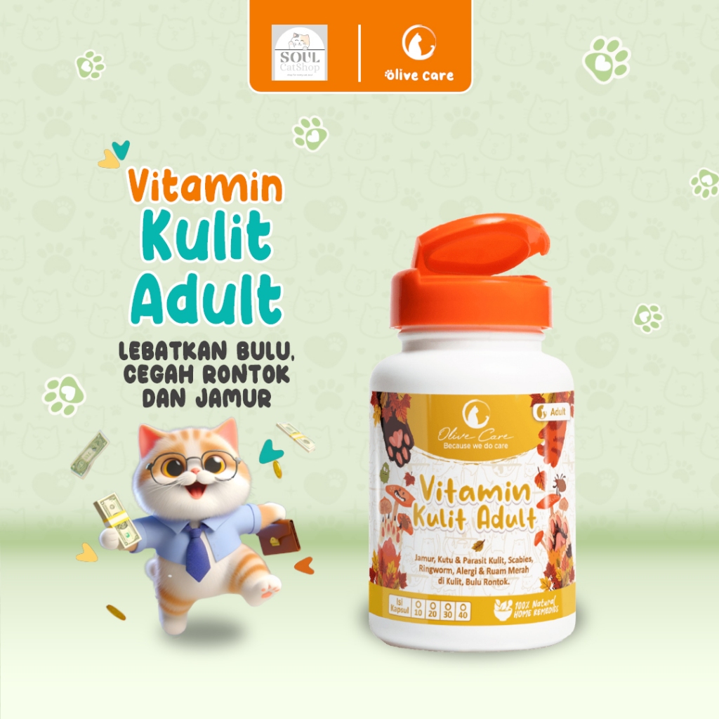 Jual Olive Care Vitamin Kucing MASALAH KULIT DEWASA untuk Bulu Rontok ...