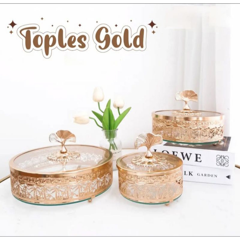 Jual (1 Set Isi 3) Toples Sultan Gold Premium, Toples Lebaran Kaca Crystal Super Mewah Toples ...