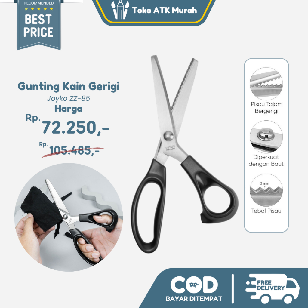 Jual Gunting Gerigi / Gunting Kain Zig Zag Joyko Zz 85 | Shopee Indonesia
