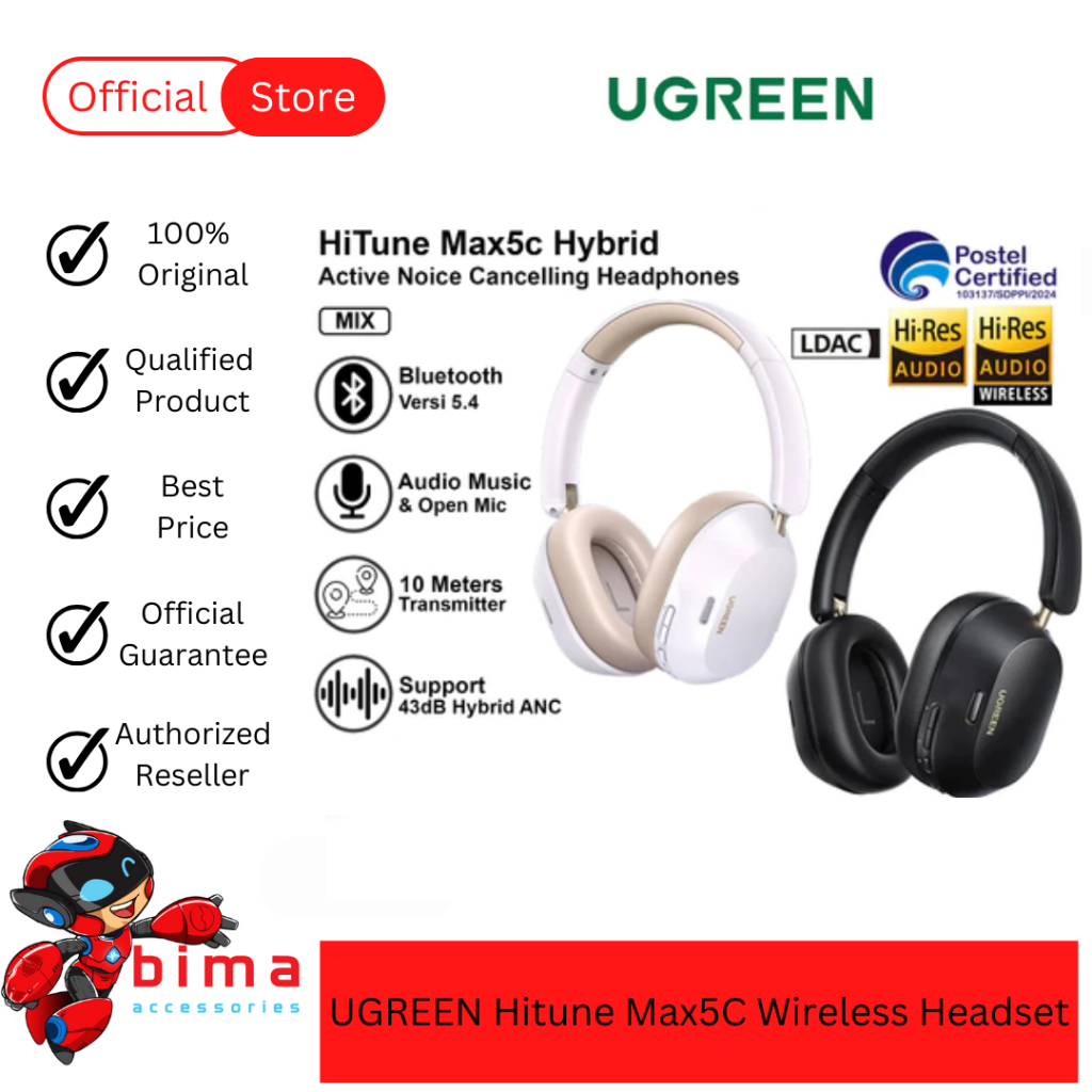 Jual UGREEN Hitune Max 5c Wireless Bluetooth 5.4 Headphone 43dB Active Noise Cancellation Hi-Res ...