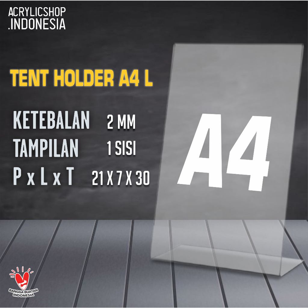 Jual Akrilik Tempat Brosur A4 / Acrylic Tent Card Holder Stand 2 sisi ...
