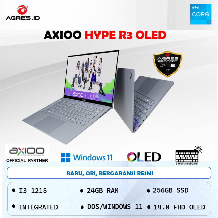 Jual AXIOO HYPE-R 3 OLED I3 1215 24GB 256GB W11+OFFICE PERMANEN 14.0FHD BLK (UNDER 1KG) GARANSI ...