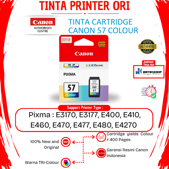 Jual Canon CL-57 Colour | 57 Warna Original Ink Cartridge For Printer ...