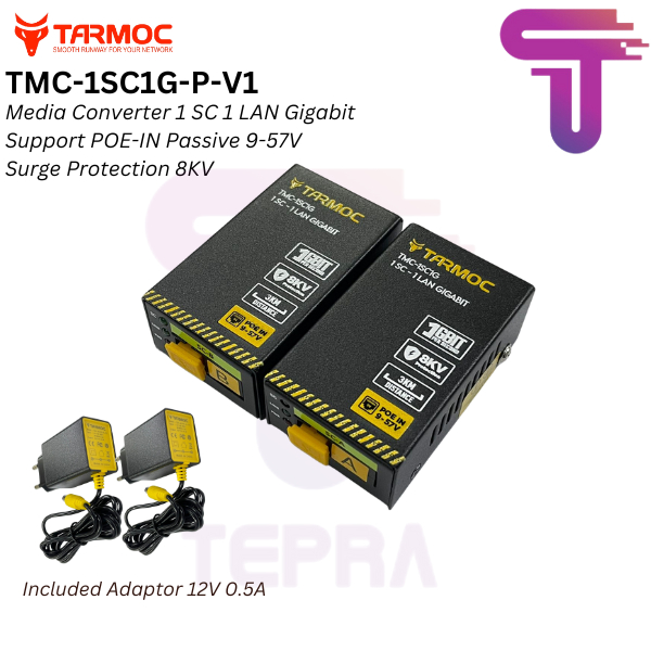 Jual Tarmoc TMC-1SC1G-P-V1 | Media Converter 1FO 1LAN / 1 FO 1 LAN Gigabit POE IN 9-57 Volt ...