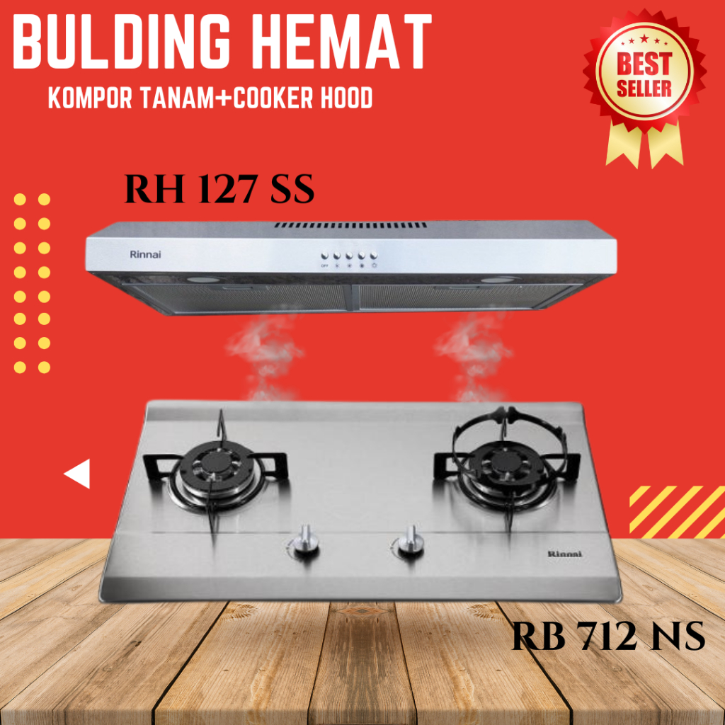 Jual PAKET Hemat kompor rinnai RB 712NS / RB712NS /hood RH 127SS / RH ...