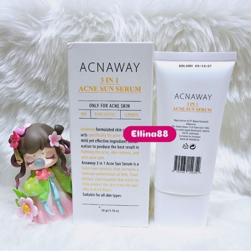 Jual acnaway 3in1 acne sun serum sunscreen SPF 50+ PA +++ 50gr | Shopee Indonesia