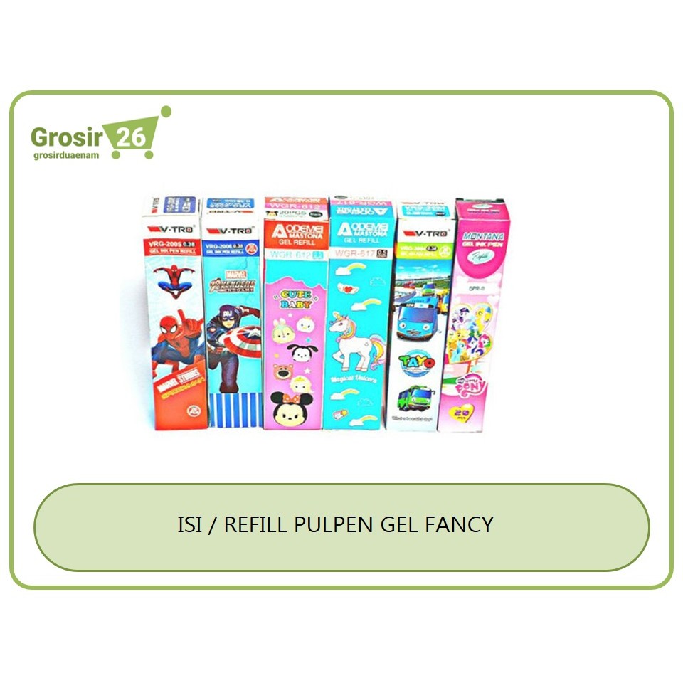 Jual (1 box) isi bolpen ulang / refill tinta pulpen gel cair fancy ...