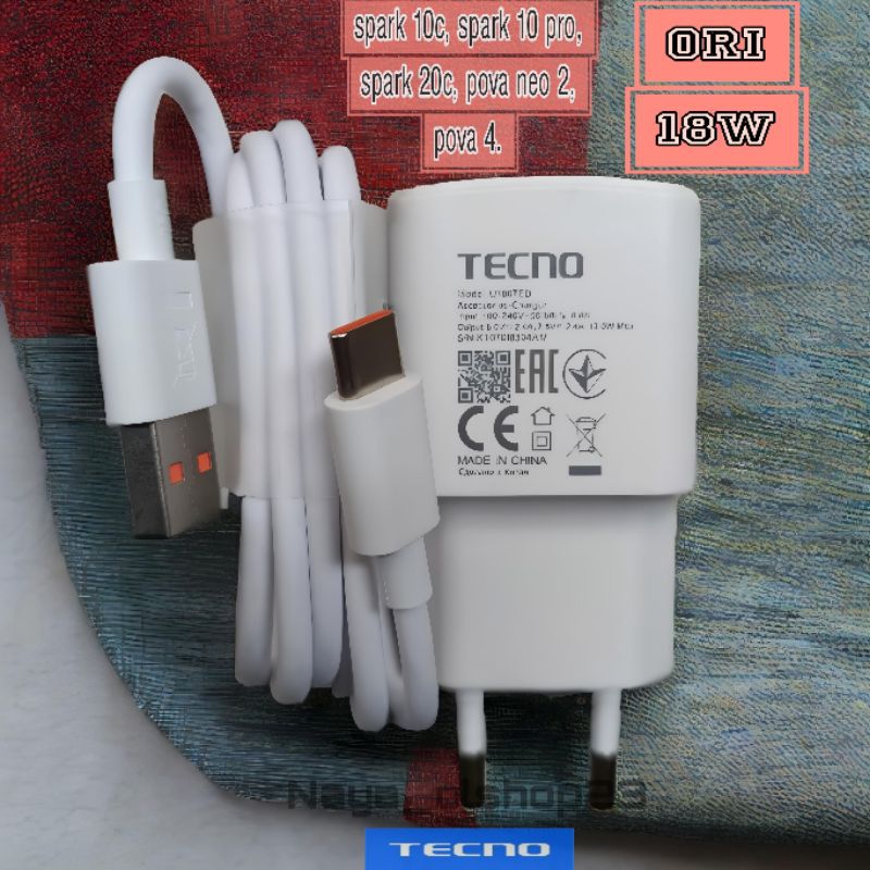 Jual Charger Tecno 18Watt Copotan Pova Neo 2, Pova 4, Spark 10 Pro Asli ...
