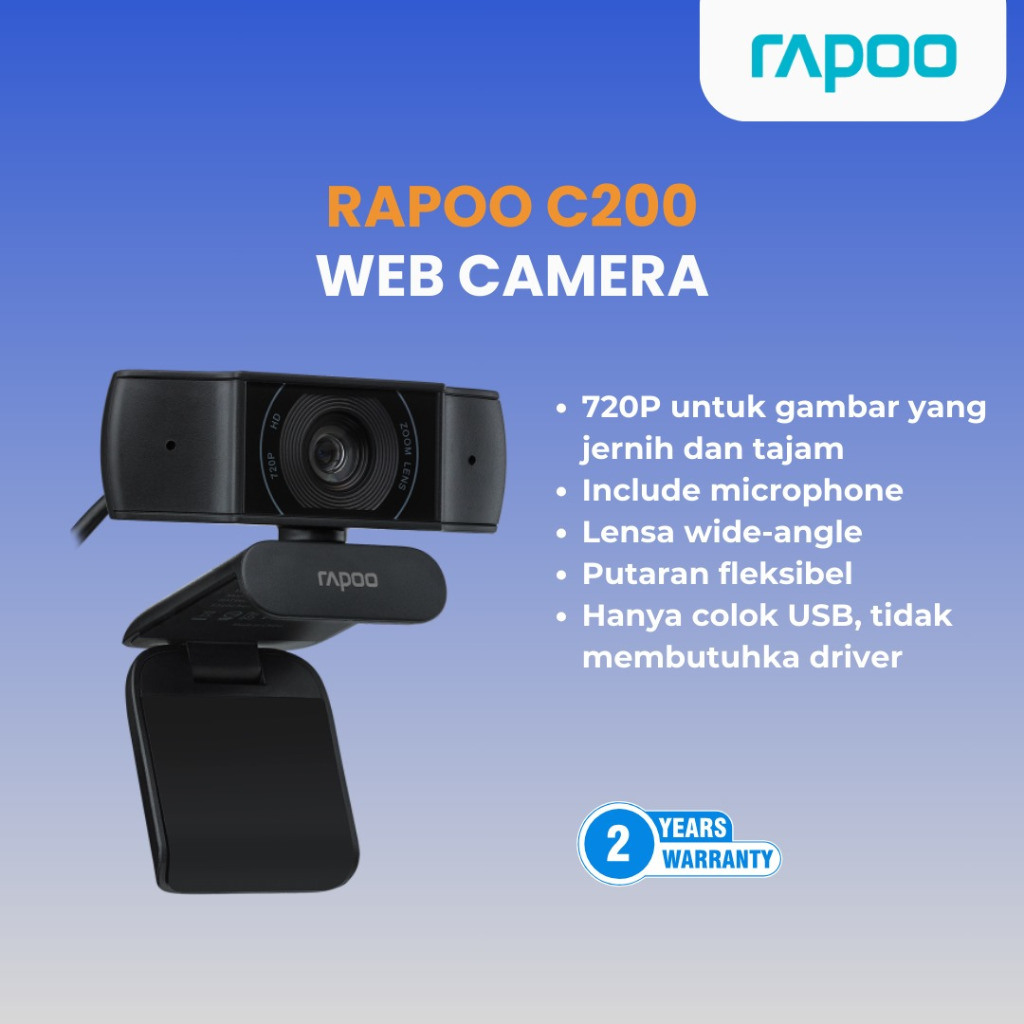 Jual WebCam RAPOO C200 720P Web Camera PC With Microphone For PC ...