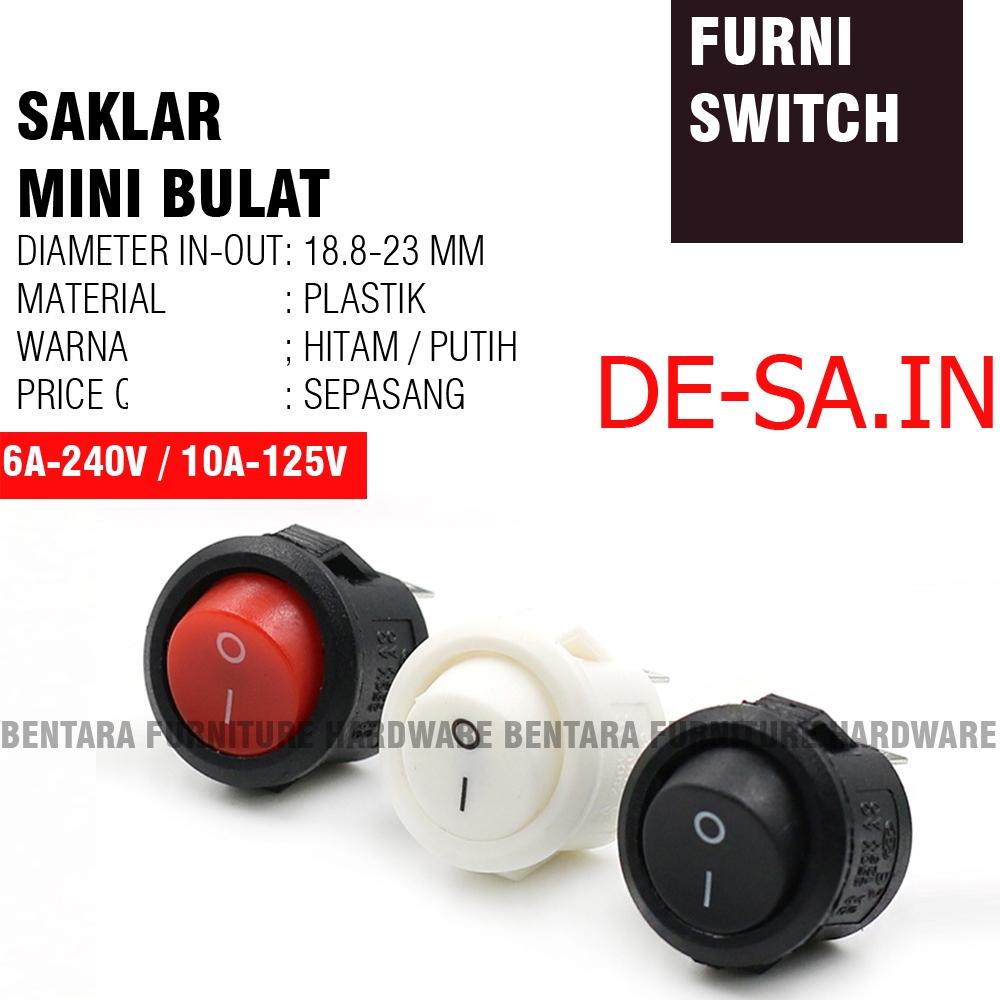Jual SAKLAR MINI BULAT PUTIH - 2 PIN WHITE ROCKER SWITCH FOR FURNITURE ...