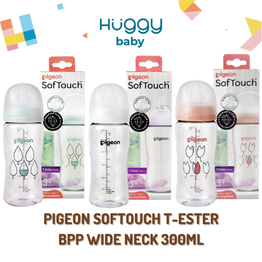 Jual PIGEON Botol T-Ester Wide Neck 300ml P-Plus Nipple | Botol Susu Bayi | Shopee Indonesia