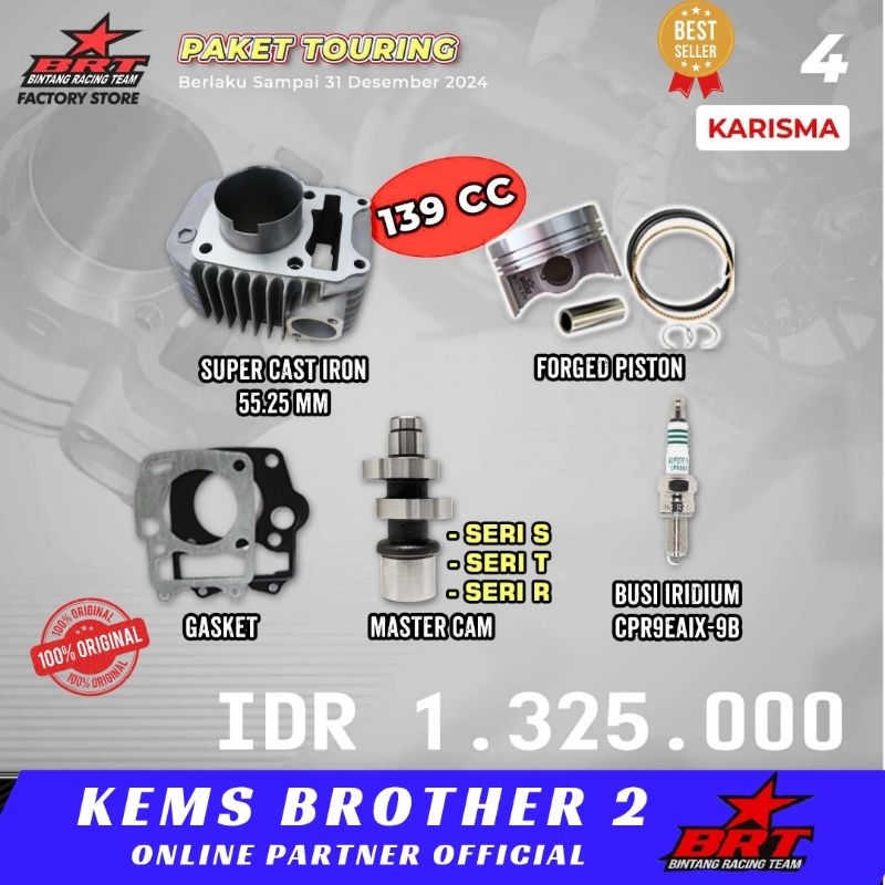 Jual PAKET BORE UP BRT ORIGINAL KHARISMA SUPRA X 125 KARBURATOR 139 CC ORIGINAL BRT ( blok ...