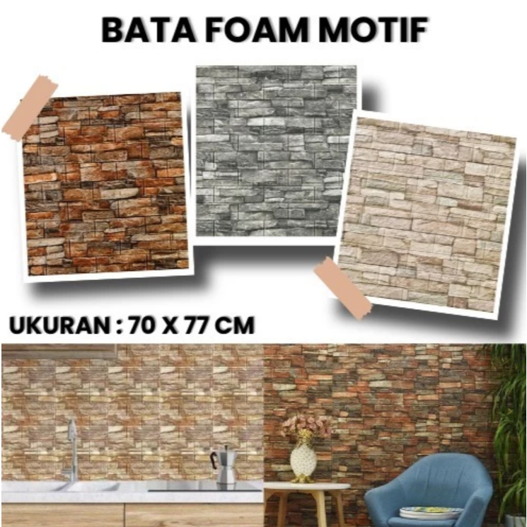Jual Wallpaper Dinding 3D Bahan Foam Batu Bata Alam Stiker Tembok ...