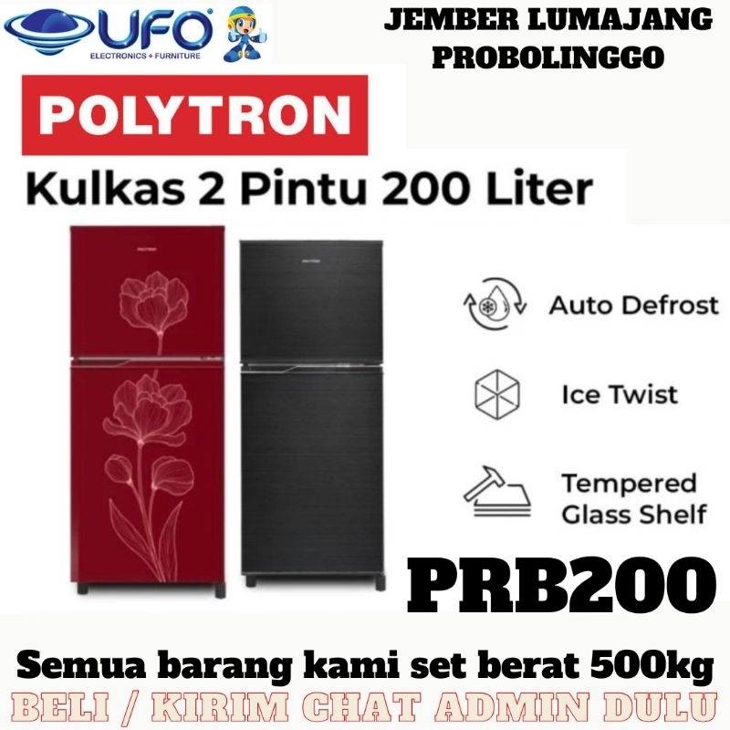 Jual [PROMO KULKAS 2 PINTU] POLYTRON PRB200 R/Y KULKAS LEMARI ES 2 ...
