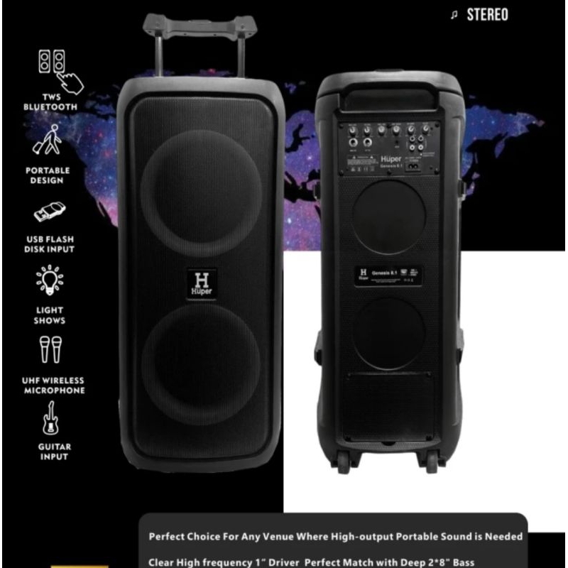 Jual Speaker Portable Huper Genesis 8.1 Speaker Portable Aktif dengan ...