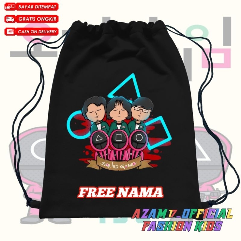 Jual (BISA COD) TAS SERUT STRING BAG ANAK FILM SQUID GAME FREE NAMA ...