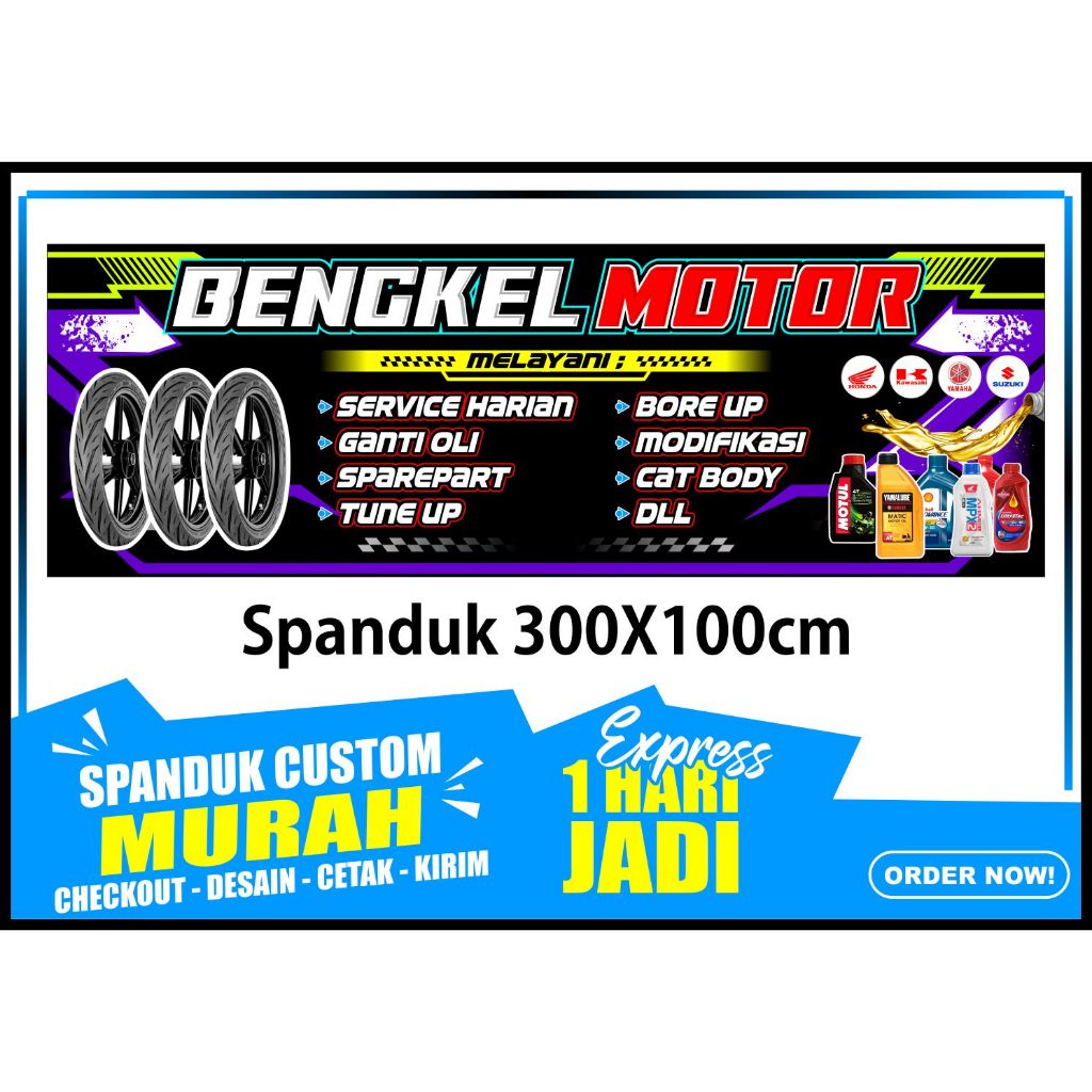 Jual Spanduk BENGKEL, Banner BENGKEL Ukuran 300x100cm, COD / Spanduk ...