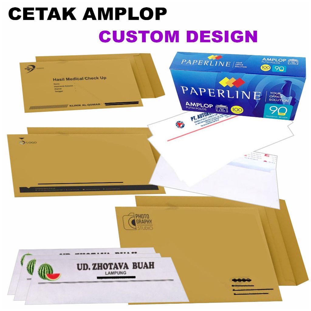 Jual Amplop Cokelat Putih Cetak Design Custom Satu Pack isi 100 Lembar ...