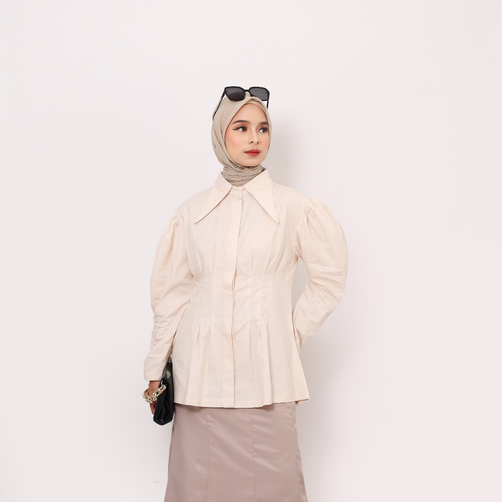 Jual daizh| Kaylea Top / Long Puff Sleeve women button kemeja loose ...