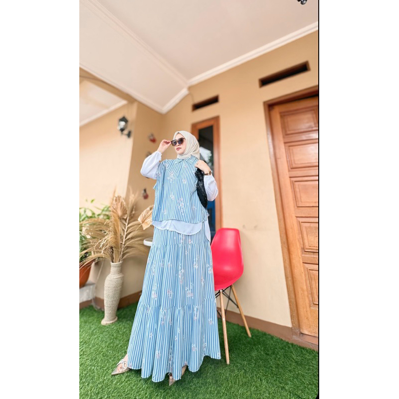 Jual ABIYA-Set Rok dan Kemeja Vest Terpisah-Raya 2025 | Shopee Indonesia
