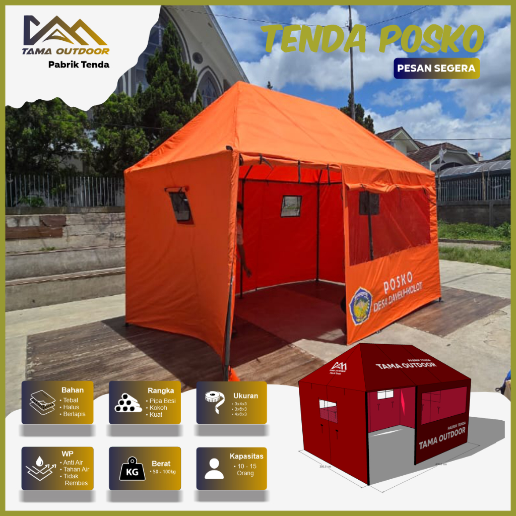 Jual Tenda Posko PMI - Ukuran 3M x 4M x 3M Kesehatan Posko Siaga ...