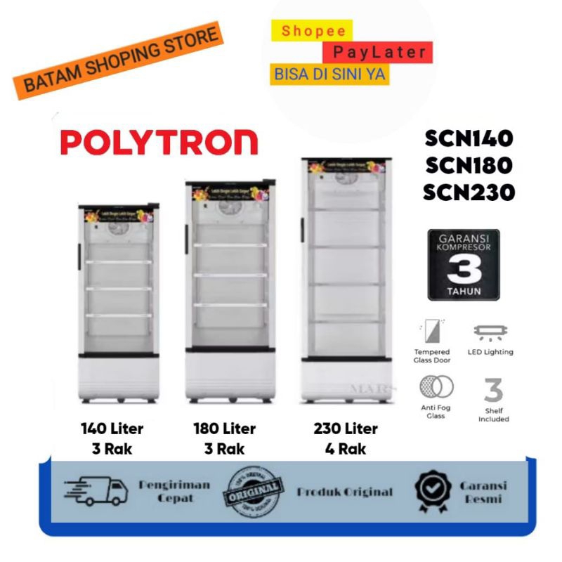Jual SHOWCASE POLYTRON SCN140 SCN180 3 RAK | SCN230 4 RAK GARANSI RESMI ...