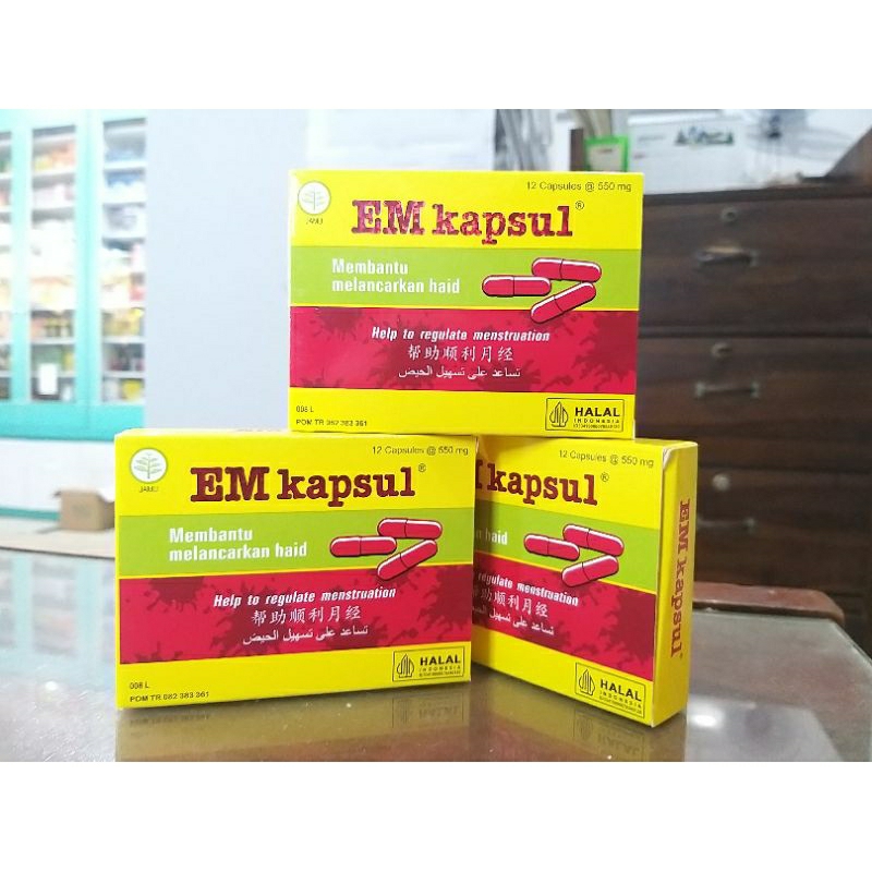 Jual EM KAPSUL 1 BOX ISI 12 KAPSUL | obat pelancar haid | Shopee Indonesia