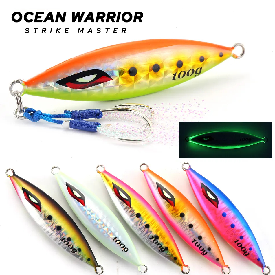 Jual OCEAN WARRIOR L12 Metal Jig 100gr Timah Hitam 3D UV Effect ...