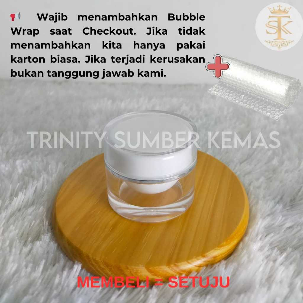 Jual {MINIM ORDER 10 PCS} Pot Acrylic Bulat Putih Transparant 10g ...
