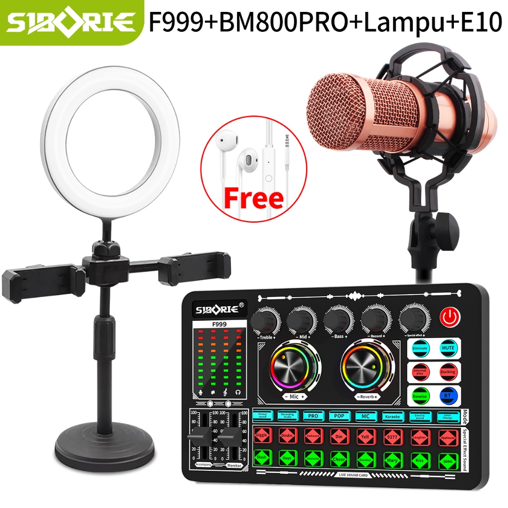 Jual Siborie F999 soundcard+BM800PRO mic+Lampu paket lengkap set ...