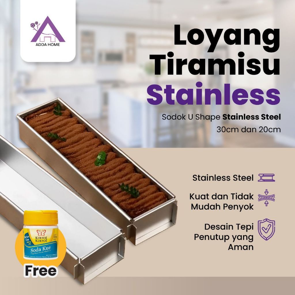 Jual Loyang Tiramisu Cake Sodok U Shape Stainless Steel Ketebalan 0.7mm ...