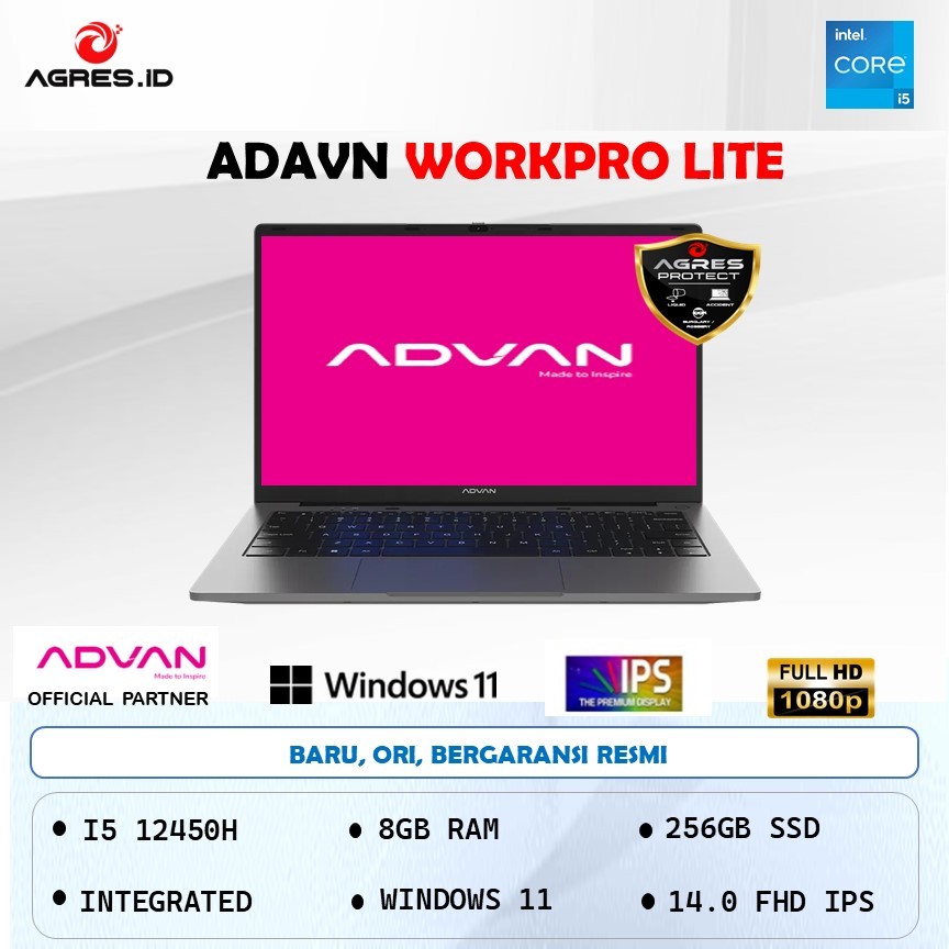Jual ADVAN WORKPRO LITE I5 12450H 8GB 256GB W11+OFFICE 14.0 FHD IPS GRY ...