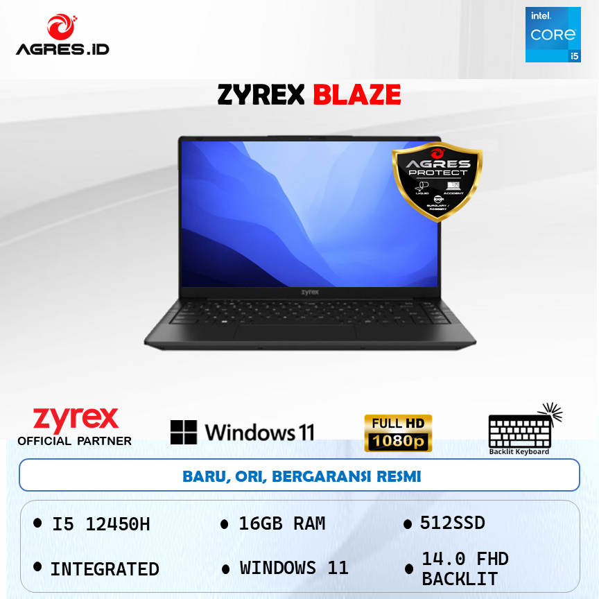 Jual ZYREX BLAZE I5 12450H 16GB 512GB W11+OHS 14.0FHD BLIT METAL 2Y BLK | Shopee Indonesia