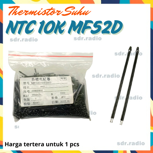Jual NTC Thermistor 10K Ohm Thermal Resistor NTC-MF52D 103 Sensor suhu ...