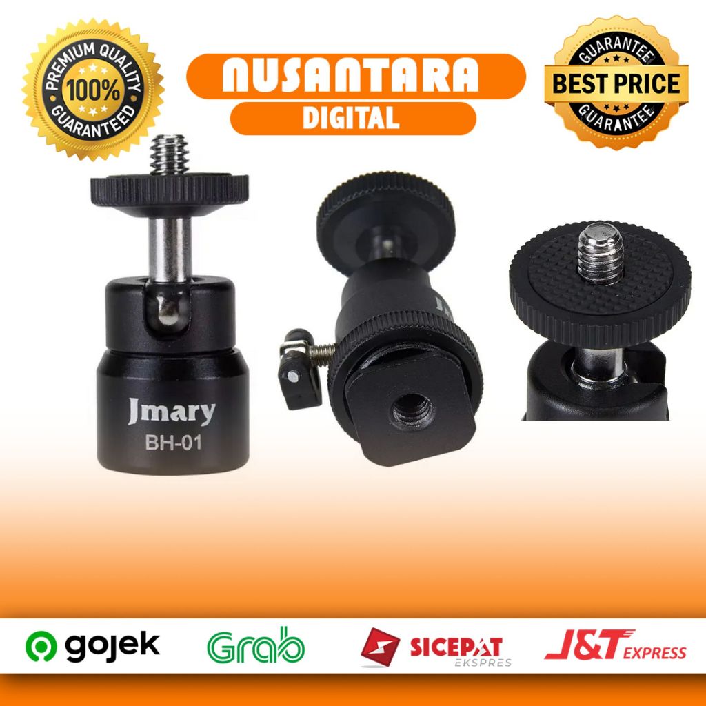 Jual JMARY BH-01 High Quality 360 Degree Tripod Adapter 1/4 Screw Thread mobile camera Mini Ball ...