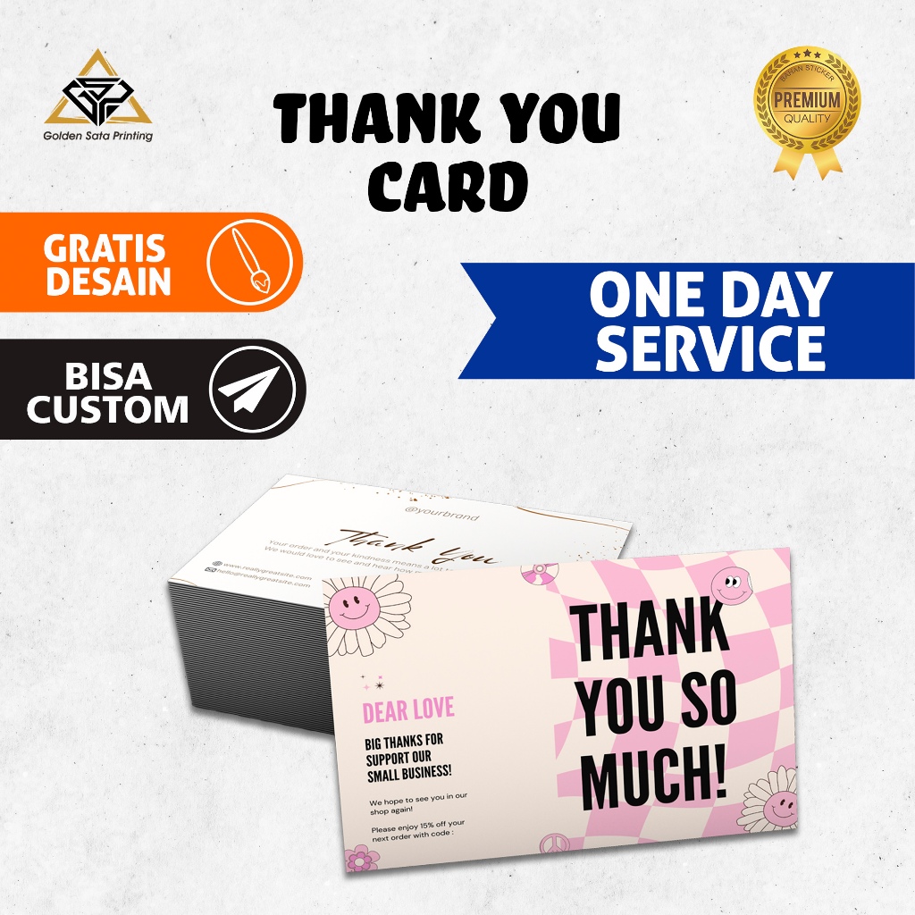 Jual Cetak Thank You Card Custom – Kartu Ucapan Terima Kasih | Free Desain | One Day Service ...