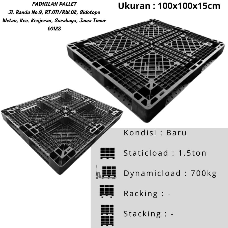 Jual PALLET PLASTIK BARU HITAM UKURAN 100X120X12CM UNTUK KEBUTUHAN ...
