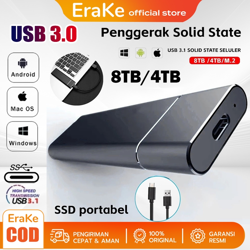 Jual SSD Eksternal 4TB USB 3.0 Type-C ssd laptop PC ssd portable ...