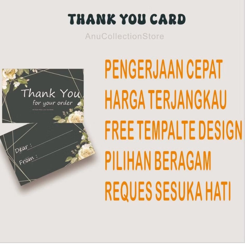 Jual Thank you card CUSTOM Online shop / kartu ucapan terima kasih | Shopee Indonesia