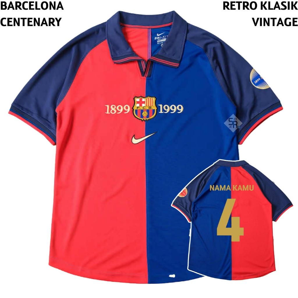 Jual RETRO Jersey Barcelona Home Centenary 1999 Baju sepak Bola FCB ...