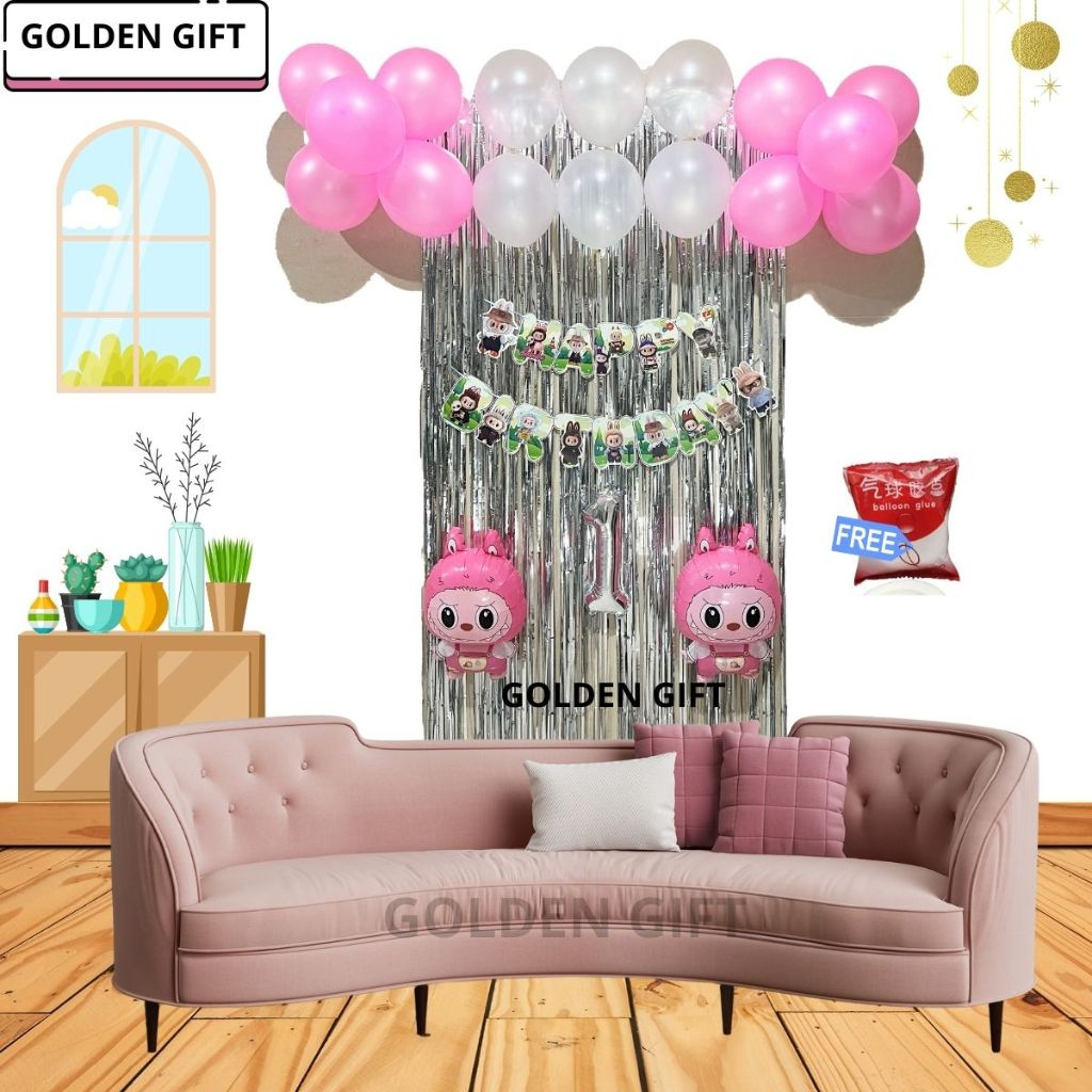 Jual Dekorasi Ulang Tahun Labubu Balon Foil Labubu Cake Topper Hiasan ...