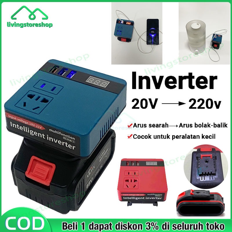 Jual Inverter 36V ke 220V 100W - 3 USB Baterai Makita soket konverter ...