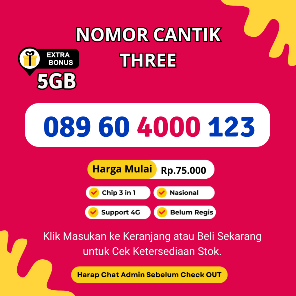Jual Nomor Cantik Murah Tri Seri Urut Naik Support 4G LTE - Kartu Perdana Cantik Tri Seri Urut ...