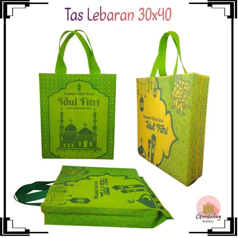 Jual Goodiebag tas idul fitri lebaran 30 x 40 (6pcs) bahan spunbond sablon 4 sisi tas lebaran ...
