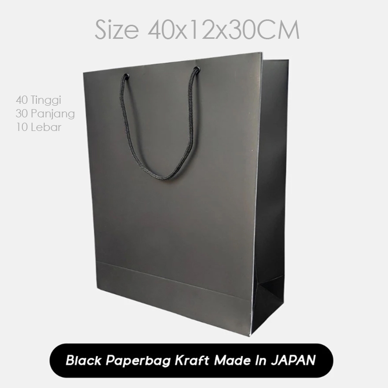Jual Paper Bag Hitam Jumbo 40x12x30 CM Paperbag Warna Hitam Packing Baju / Papper Bag Kado Hitam ...