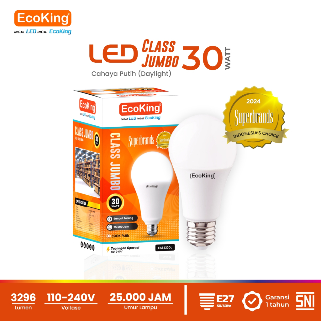 Jual EcoKing Lampu Bohlam Rumah Light Bulb LED Class JUMBO 30W Cahaya ...