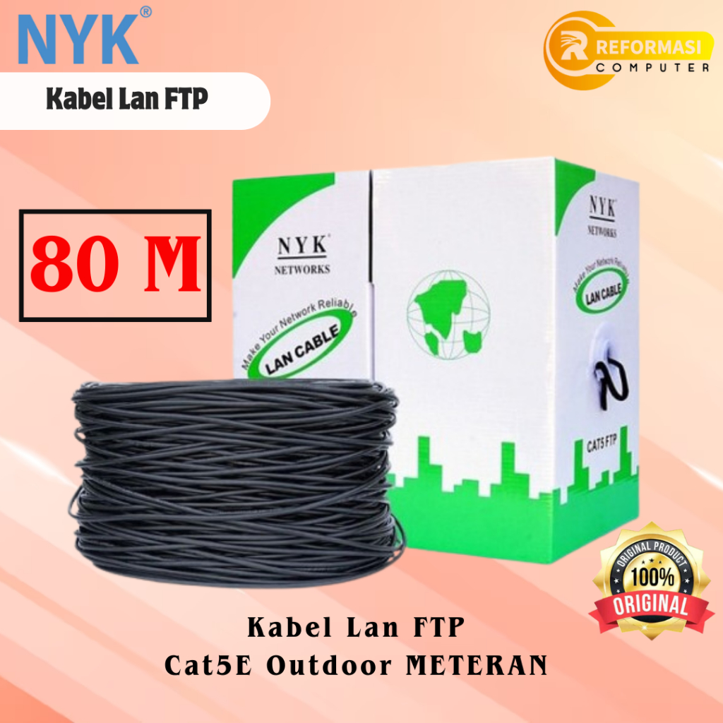 Jual NYK FTP Cat5E Kabel Lan NYK Outdoor METERAN 80 METER | Shopee ...